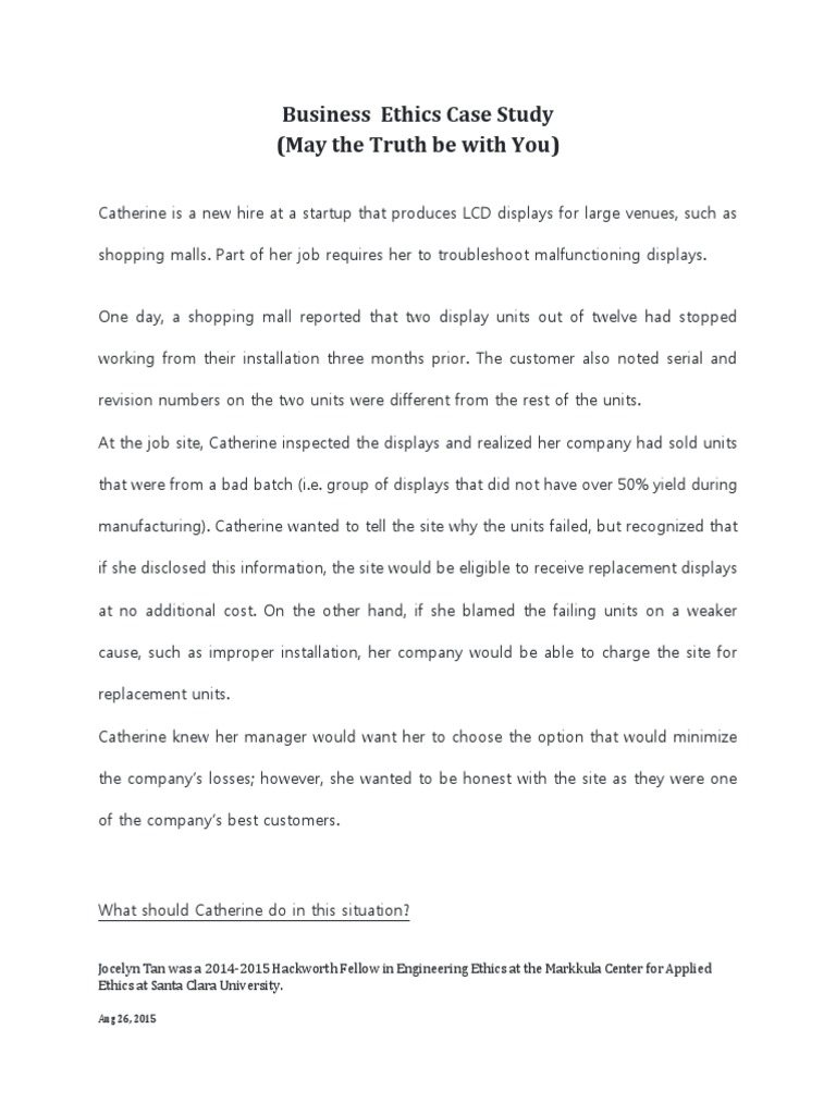 Business Ethics Case Study | PDF