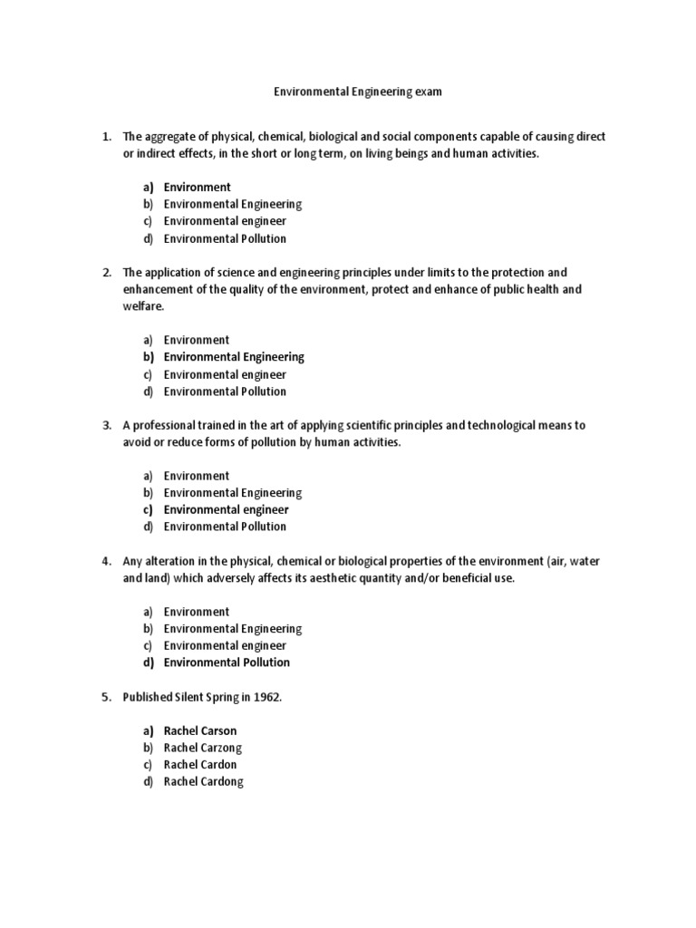 Envi Eng Questions | PDF | Environmental Science | Sustainability