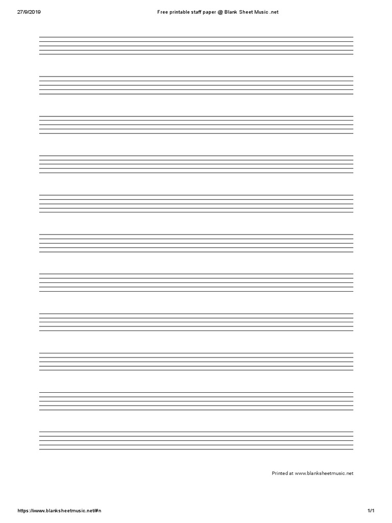 Free Printable Staff Paper at Blank Sheet Music PDF | PDF | Home & Garden