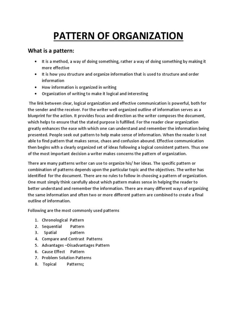 Pattern of Organization: What Is A Pattern | PDF | Career & Growth