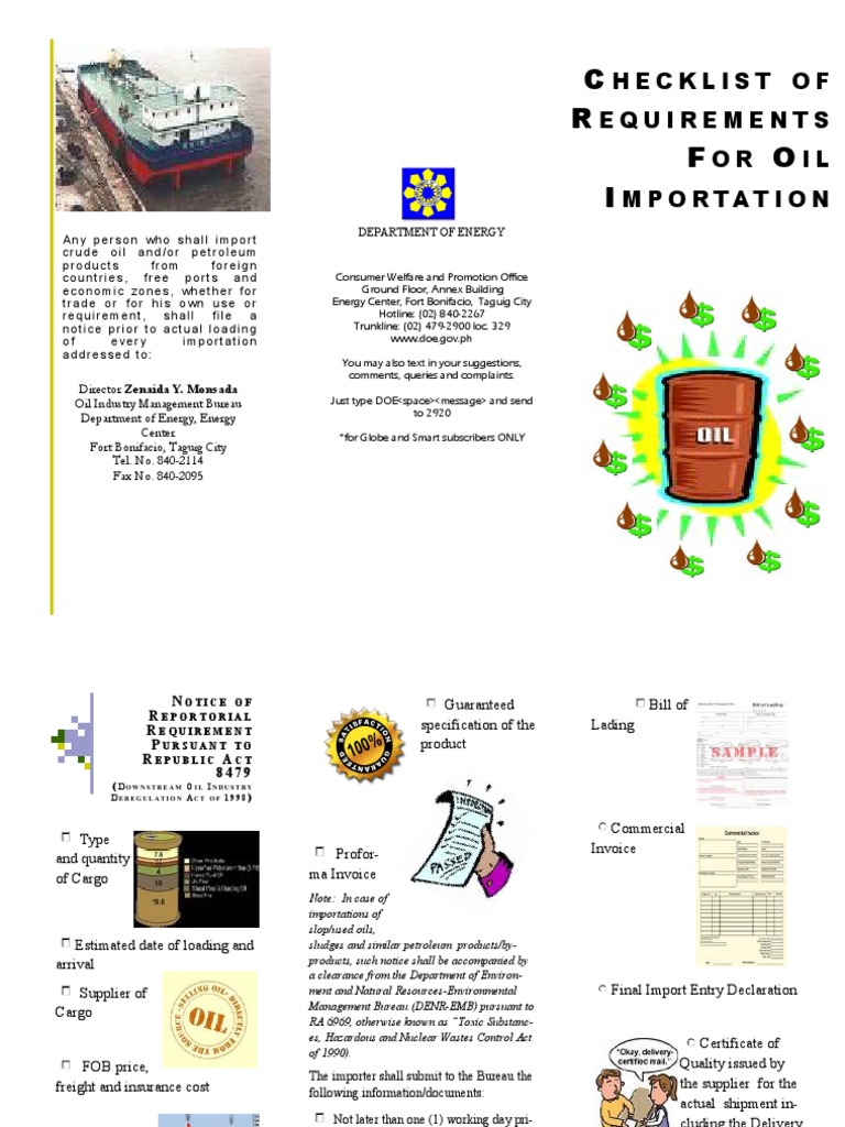 Oil Importation Requirements Checklist | PDF | Cargo | Invoice