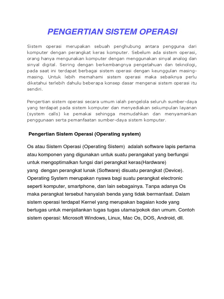 Pengertian Sistem Operasi | PDF
