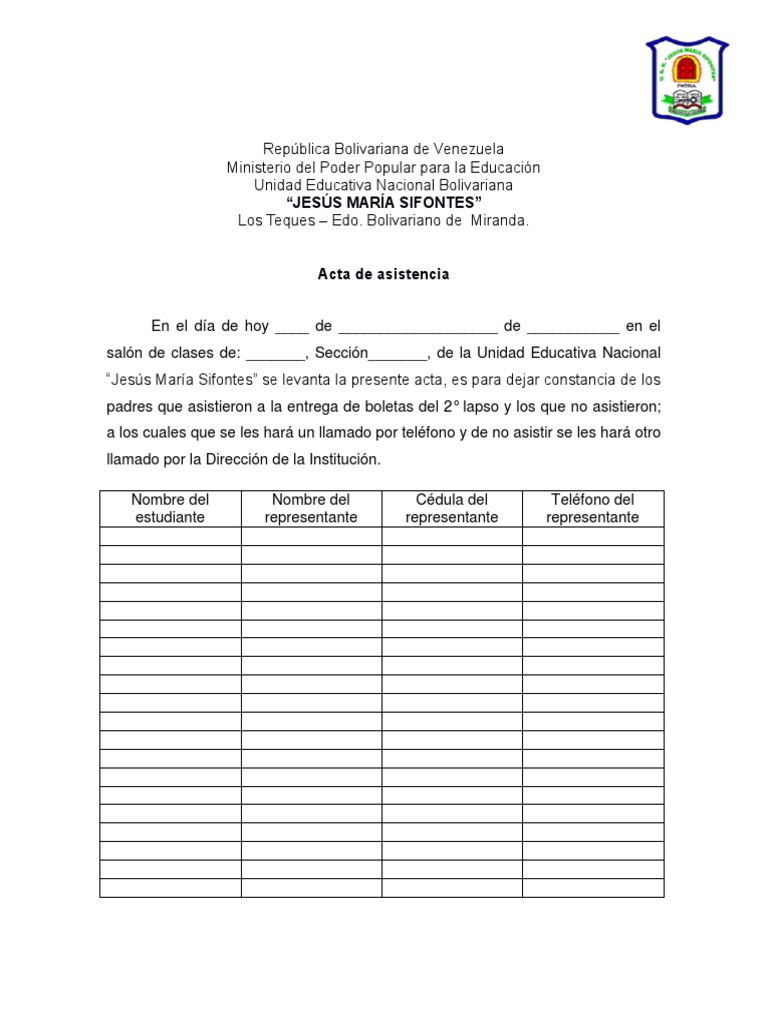 Acta de Asistencia | PDF