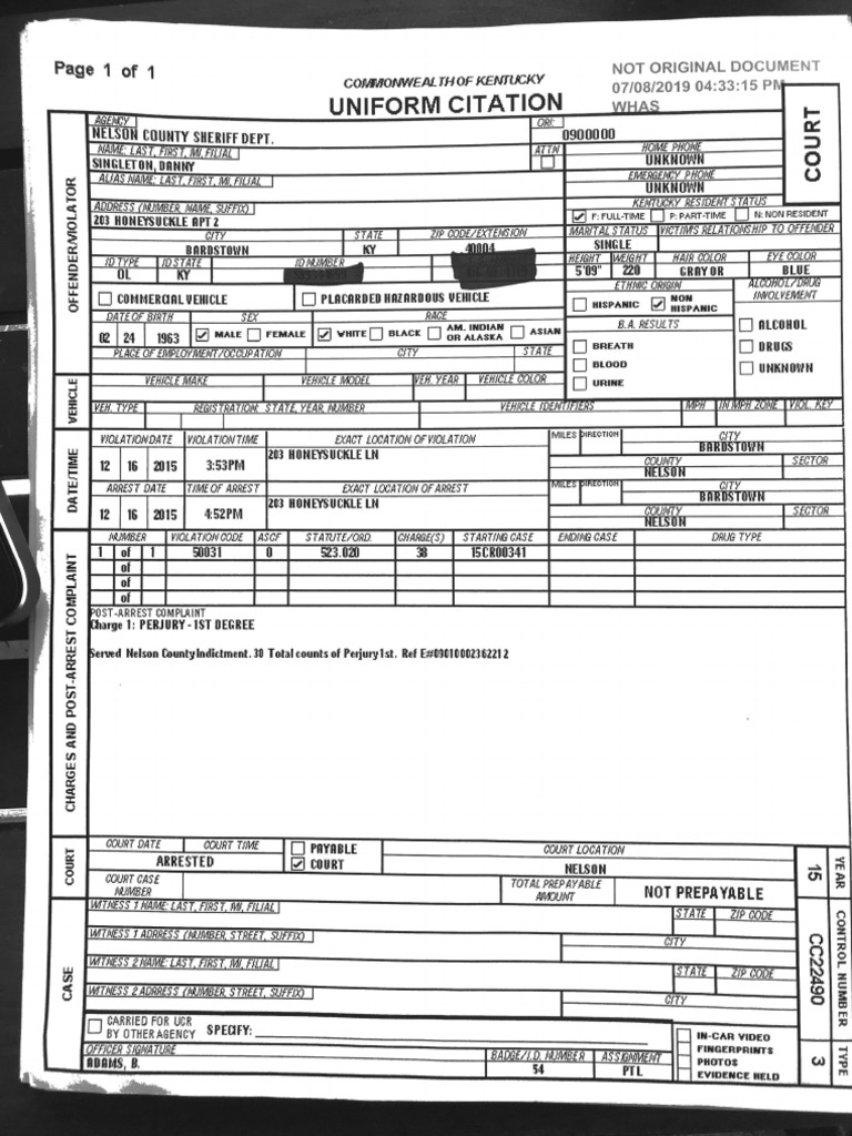 Danny Singleton Arrest Record | PDF