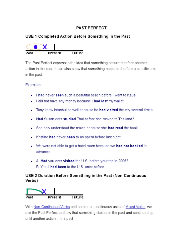 Past Perfect Uses | PDF | Adverb | English Language