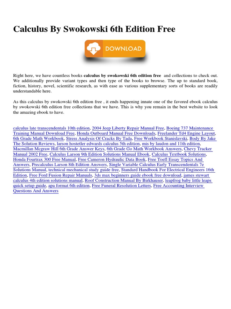 Calculus by Swokowski 6th Edition Free | PDF | Religion & Spirituality