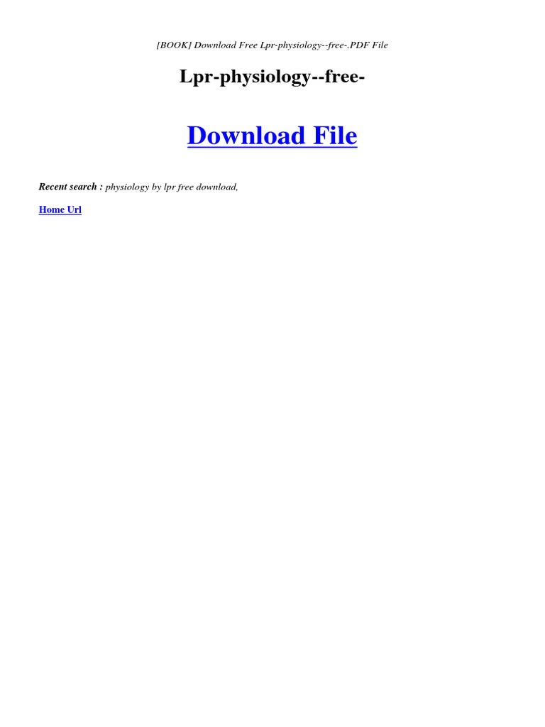 LPR Physiology PDF Free Download PDF | PDF
