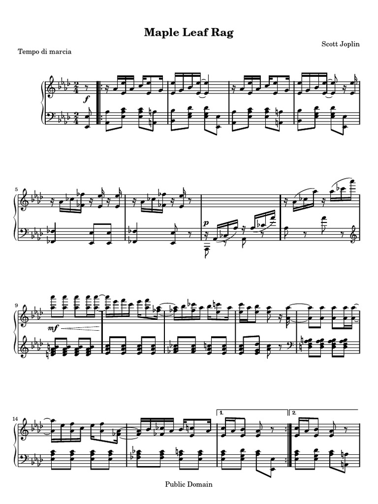Scott Joplin's iconic Maple Leaf Rag | PDF | Rags | Ragtime