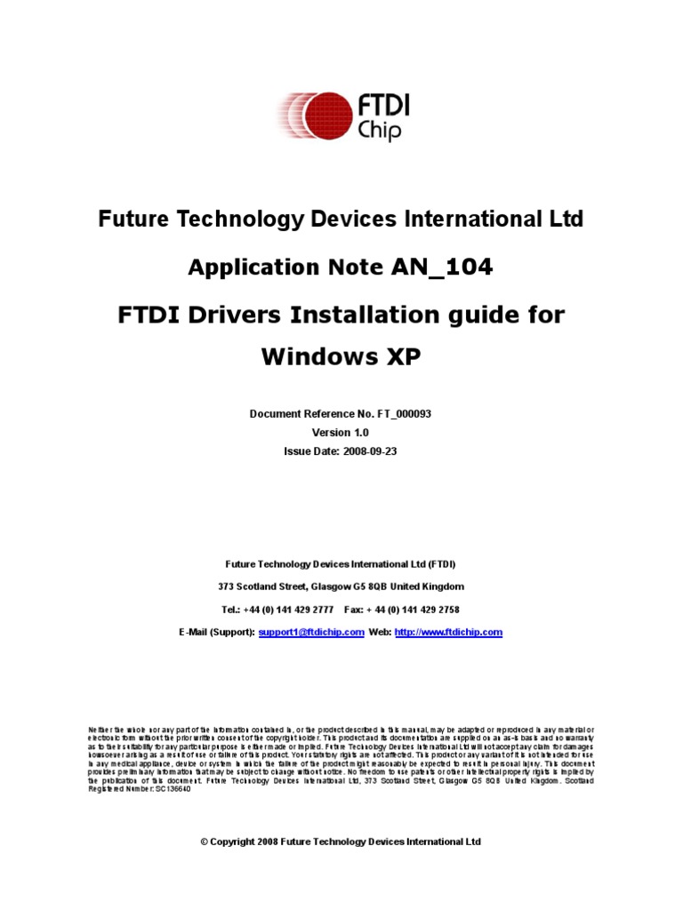 An 104 FTDI Drivers Installation Guide For WindowsXP (FT 000093) | PDF | Microsoft Windows ...