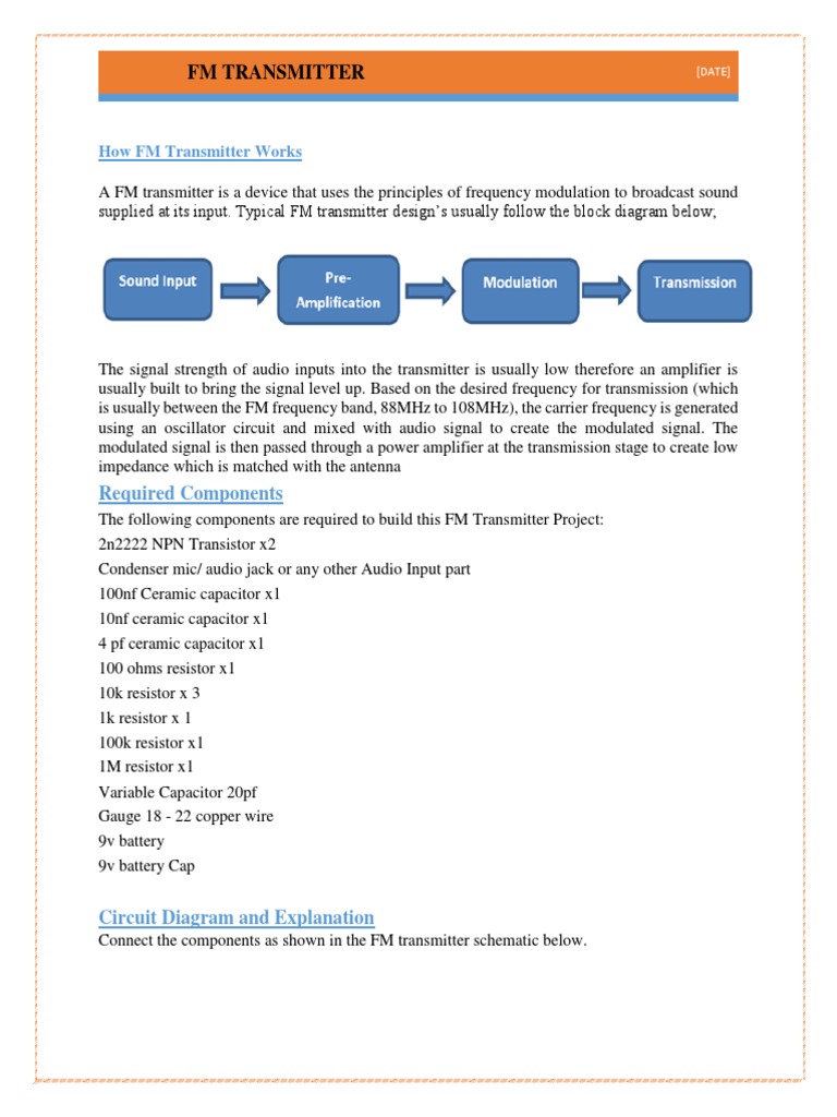 FM Transmitter | PDF | Amplifier | Frequency Modulation