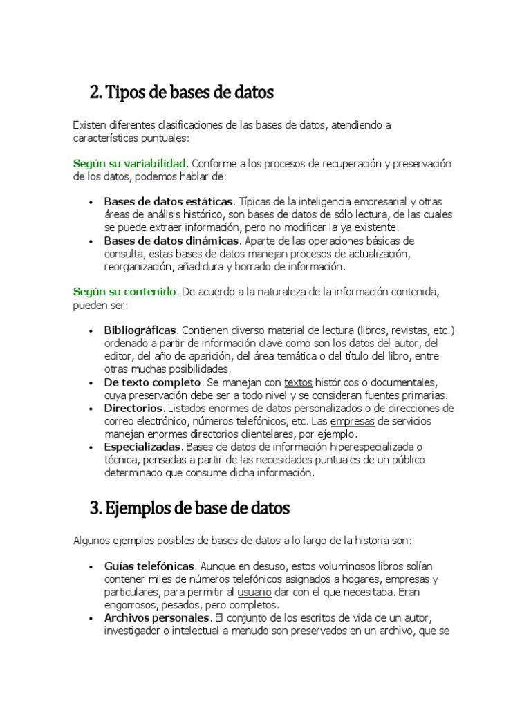 Tipos de Bases de Datos | PDF | Bases de datos | Archivo de computadora