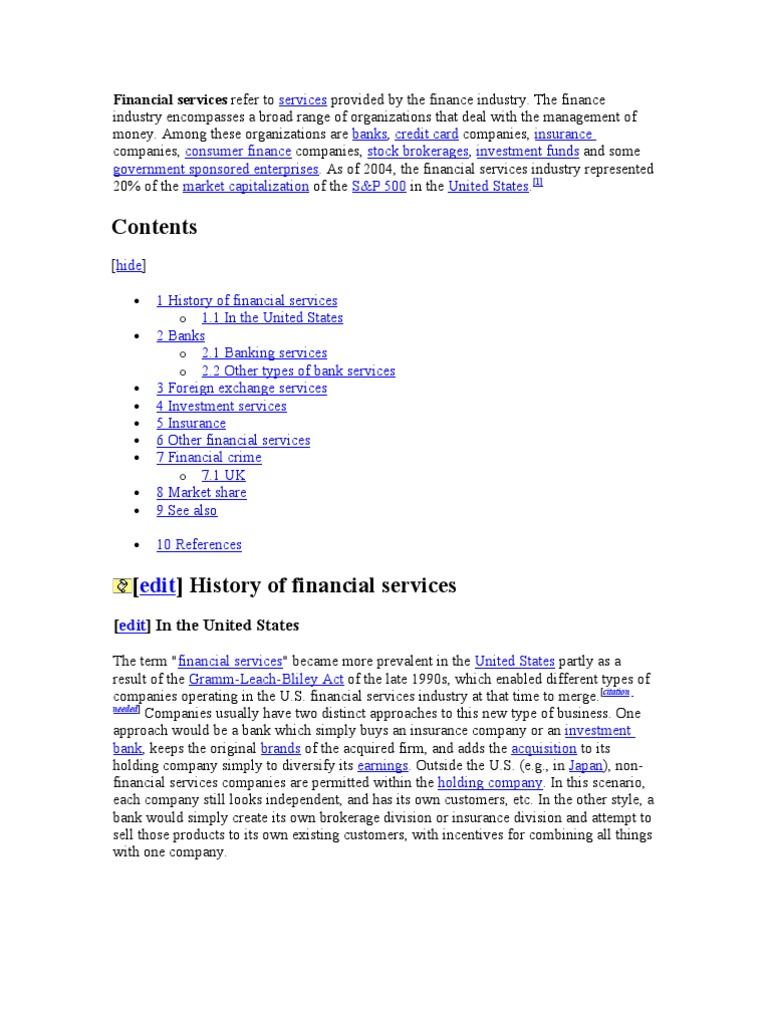 Financial Services | PDF | Financial Services | Banks