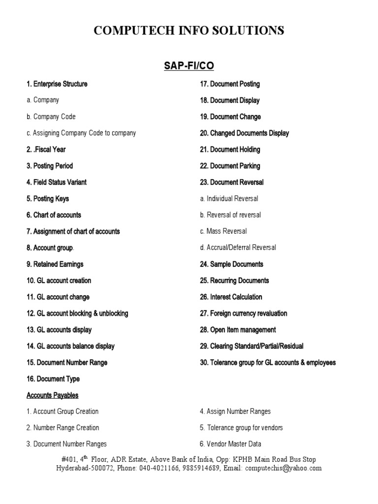 Computech Info Solutions: Sap-Fi/Co | Download Free PDF | Depreciation | Payments