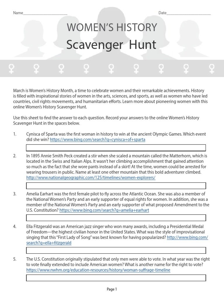 Womens History Scavenger Hunt | PDF | The United States