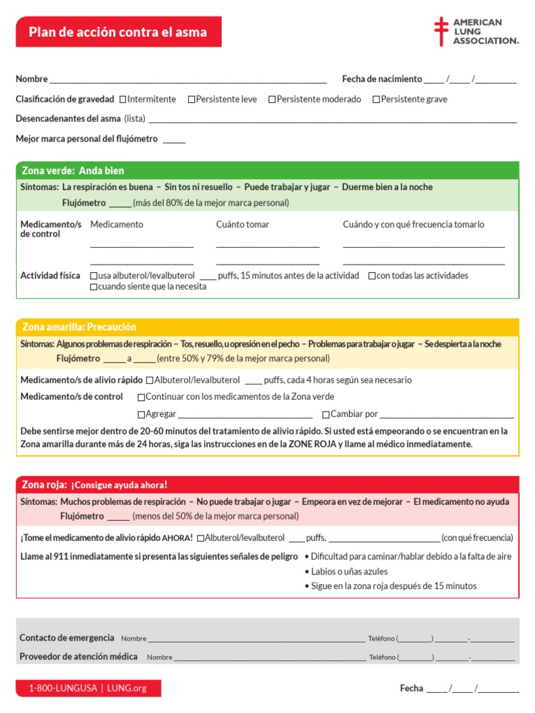 Asthma Action Plan Spanish | PDF | Asma | Enfermedades y trastornos humanos