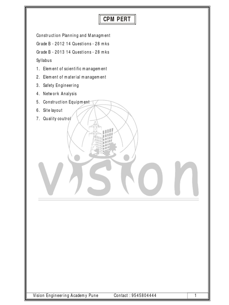 CPM Pert Theory | PDF | Project Management | Employment