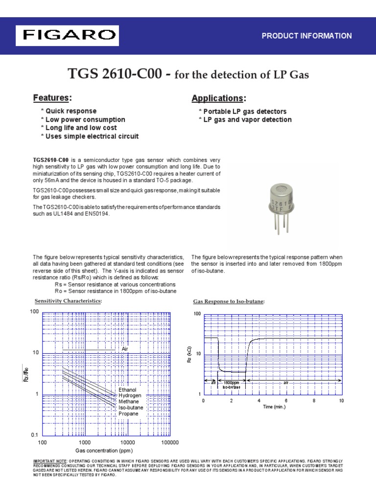TGS 2610-C00 - : For The Detection of LP Gas | PDF | Voltage ...