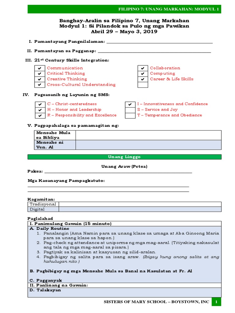 Filipino Template | PDF