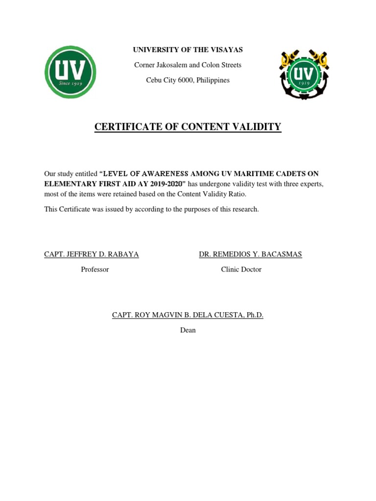 Certificate of Content Validity | PDF