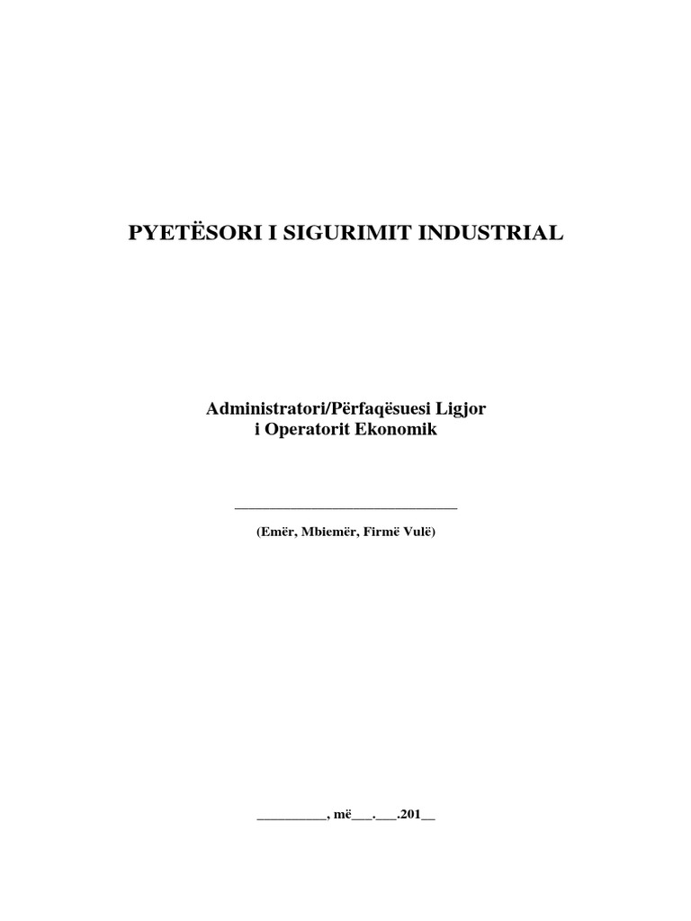 Pyetësori I Sigurimit Industrial | PDF
