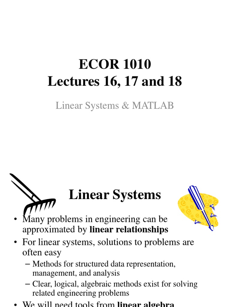 Lectures 16 17 18 Linear Systems and MATLAB 2016 Handouts | PDF ...