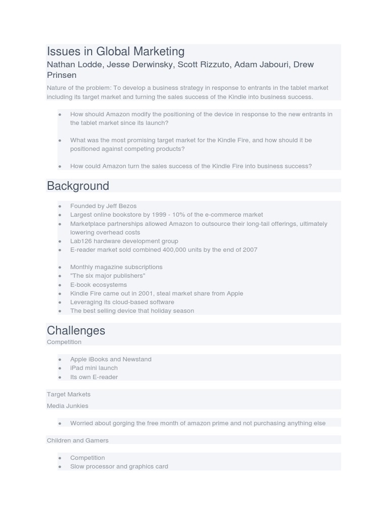 Issues in Global Marketing | PDF | Strategic Management | Swot Analysis