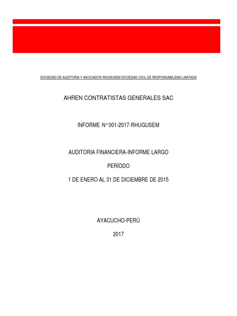 Informe Largo Ahren | PDF | Contabilidad | Auditoría