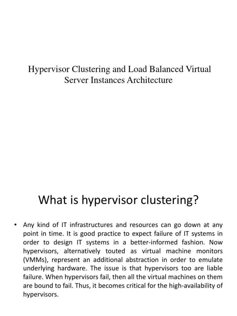 0 - Hypervisor Clustering and Load Balanced Virtual Server Architecture ...