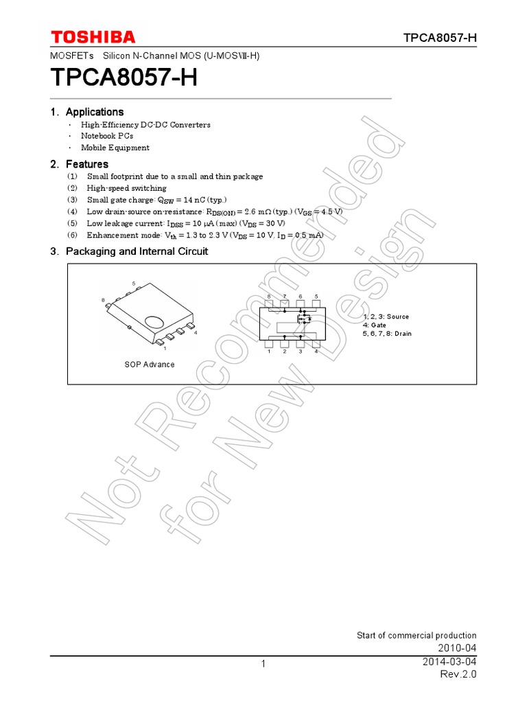 TPCA8057-H Datasheet en 20140304 | PDF | Field Effect Transistor ...