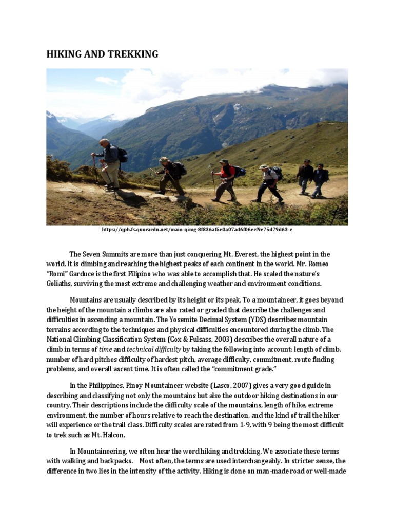 Hiking and Trekking | PDF | Mountaineering | Hiking