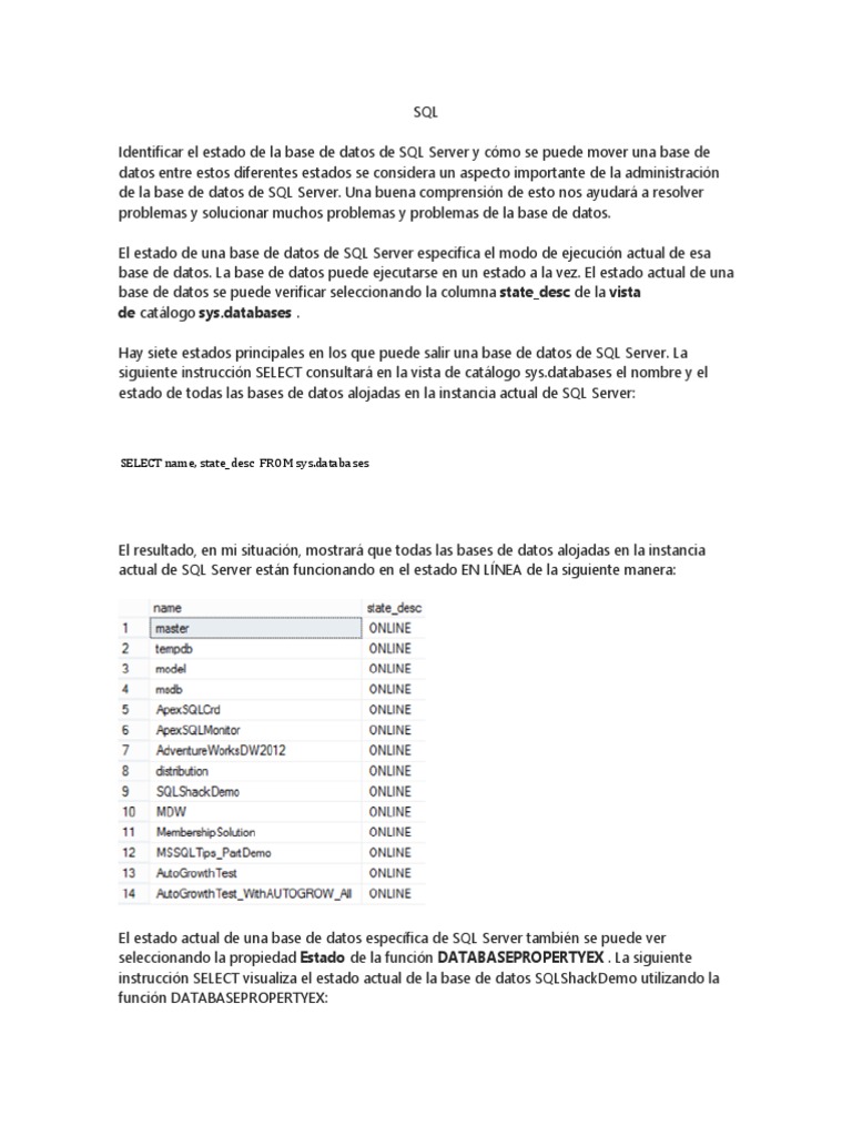 Manual SQL | PDF | Servidor SQL de Microsoft | Bases de datos