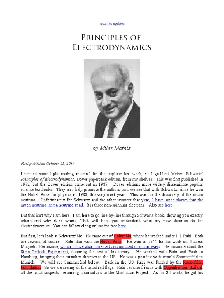 Principles of Electrodynamics BY MILES MATHIS | PDF | Field (Physics ...
