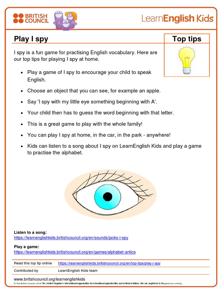 Play I Spy Top Tips: Listen To A Song | PDF | Cooking, Food & Wine