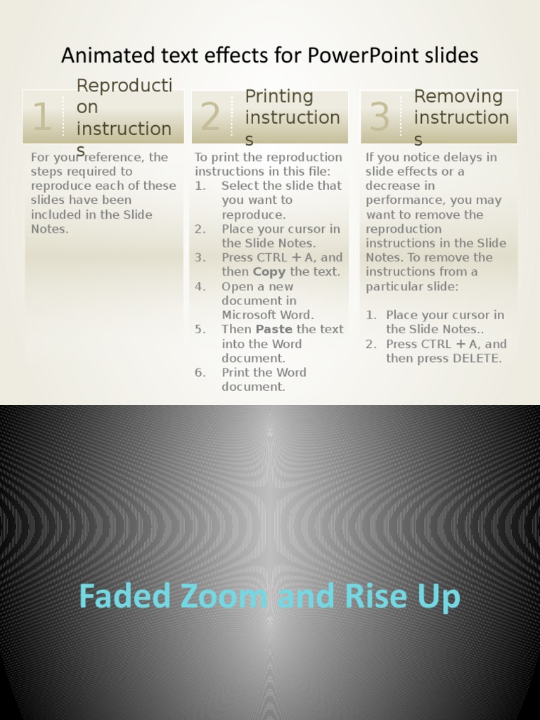 Animated Text Effects For Powerpoint Slides: Reproducti On Instruction ...