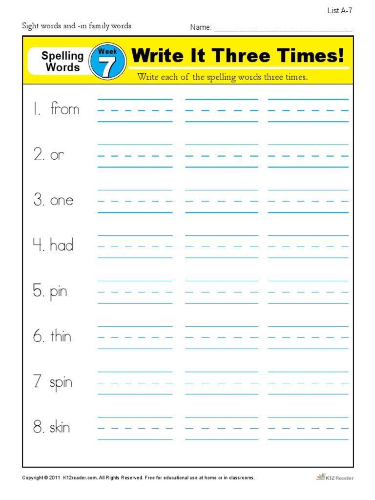 1st Grade Spelling Words Week 7 PDF | PDF | Human Rights | Social ...