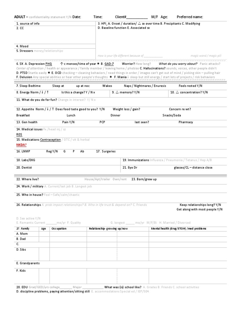Psychiatric Assessment Tool | PDF | Anxiety Disorder | Mood Disorders