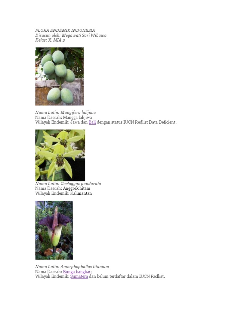 10 Flora Endemik Indonesia | PDF