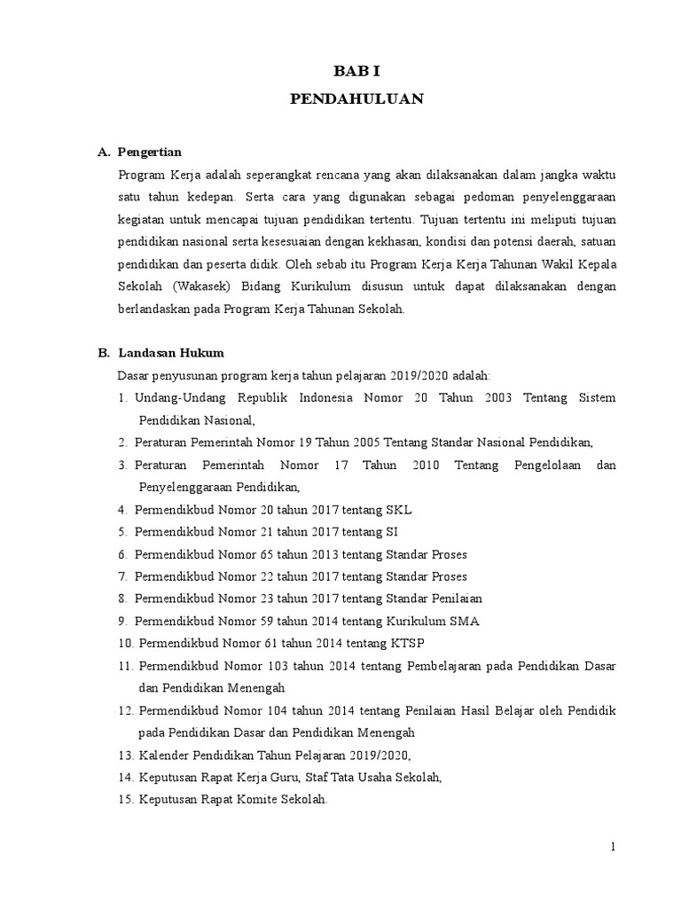 Program Kerja Kurikulum 1920 | PDF
