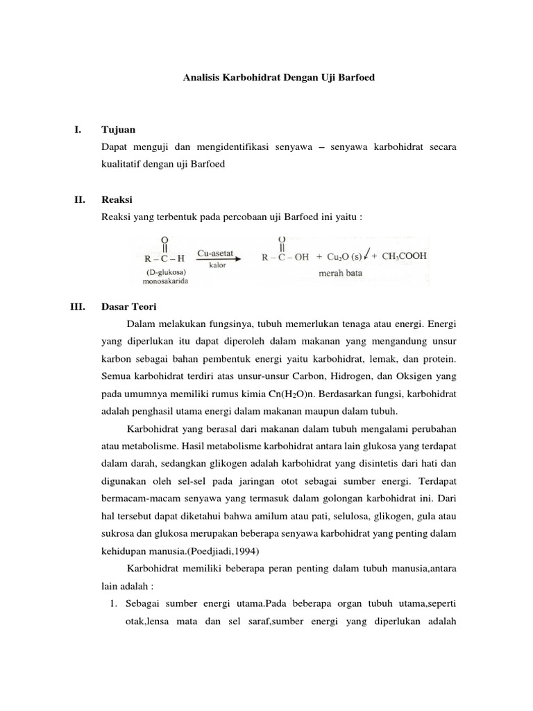 Uji Barfoed untuk Identifikasi Karbohidrat | PDF
