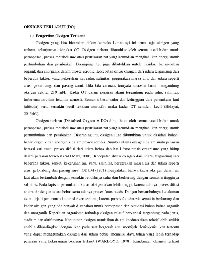 Oksigen Terlarut (Do) 1.1 Pengertian Oksigen Terlarut | PDF