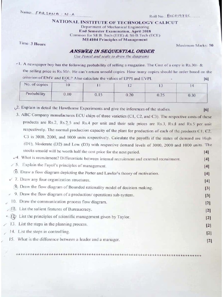 Principles of Management Question | PDF