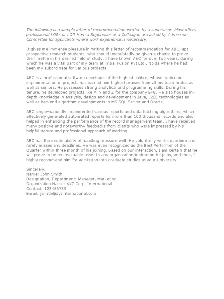 Professional LOR PDF | PDF