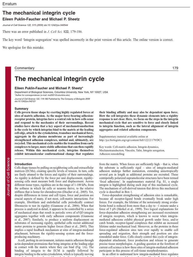 The Mechanical Integrin Cycle | PDF | Integrin | Cell Adhesion