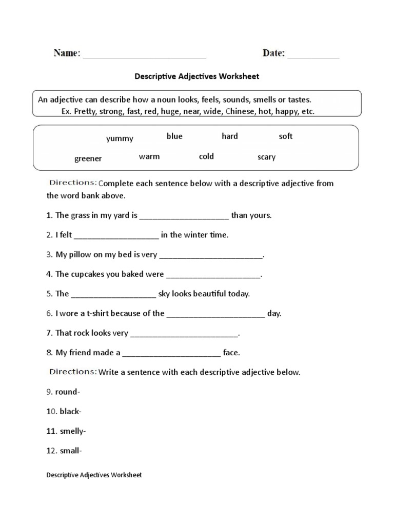 Descriptive Adjectives