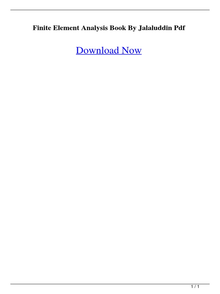 Now: Finite Element Analysis Book by Jalaluddin PDF | PDF