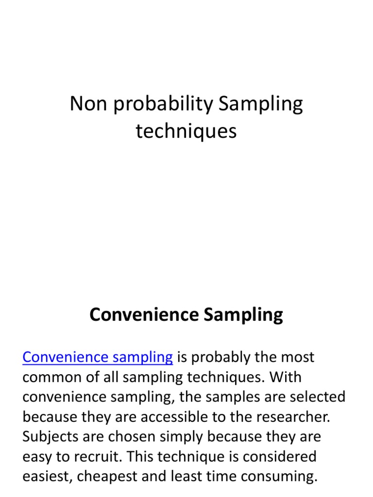 Non Probability Sampling Techniques | PDF