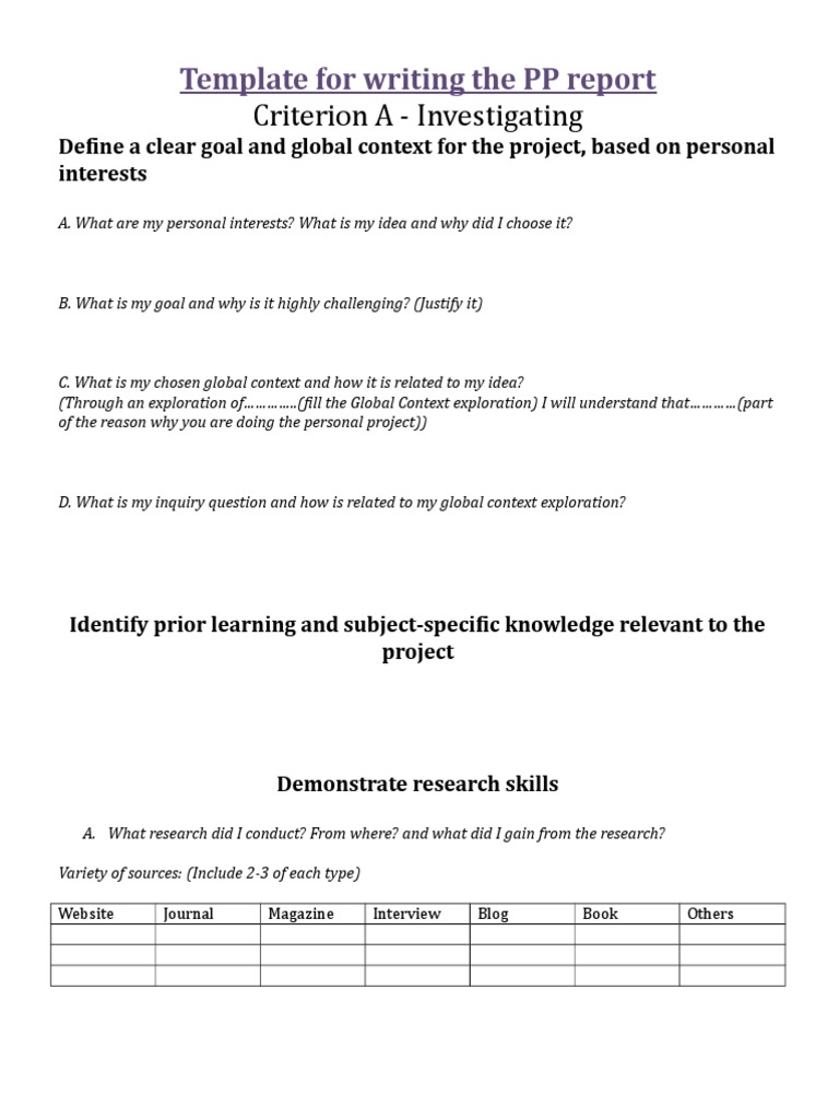 PP Report Writing Template A and B | PDF | Inquiry | Action Research