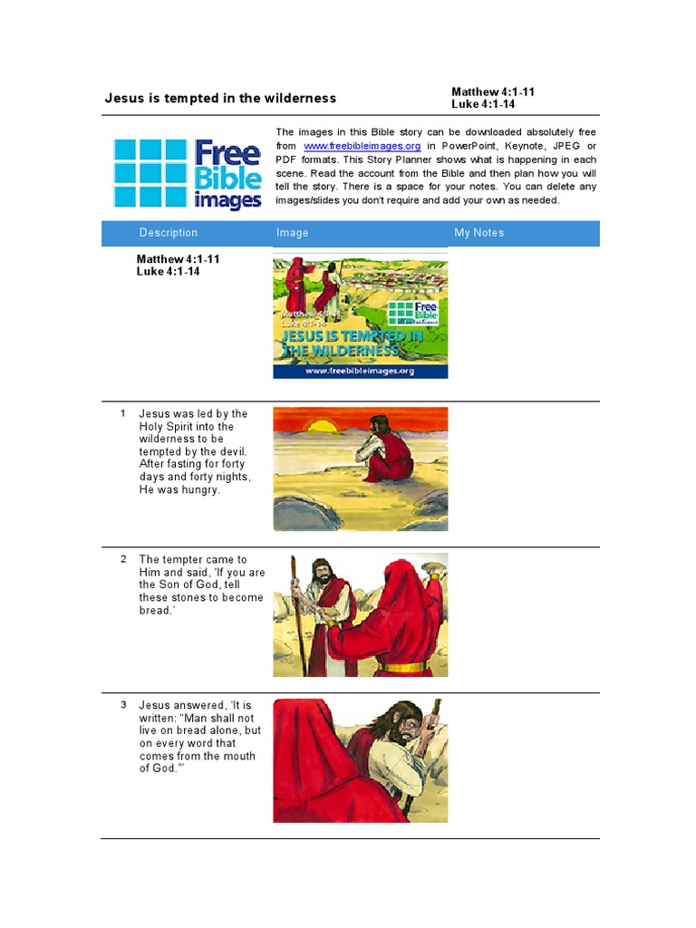Jesus is tempted in the wilderness: Matthew 4:1-11 Luke 4:1-14 | Bible ...