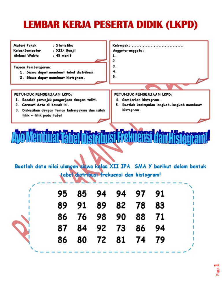 LKPD Membuat Histogram Dan Poligon | PDF
