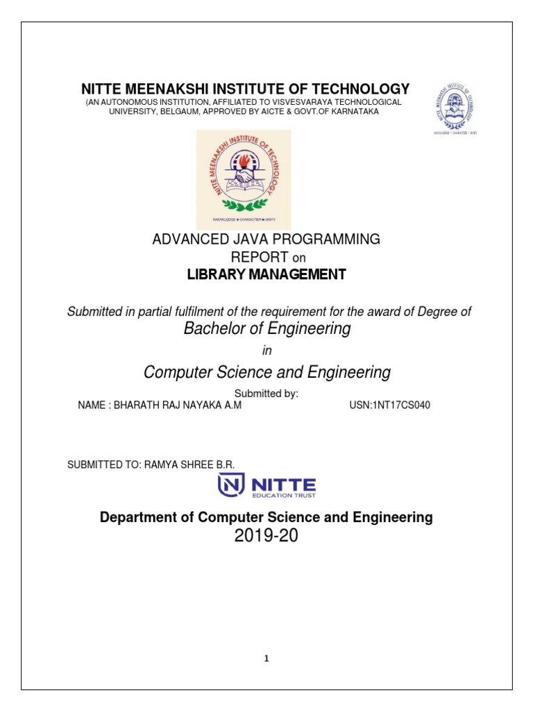 Bachelor of Engineering Computer Science and Engineering: Nitte Meenakshi Institute of ...
